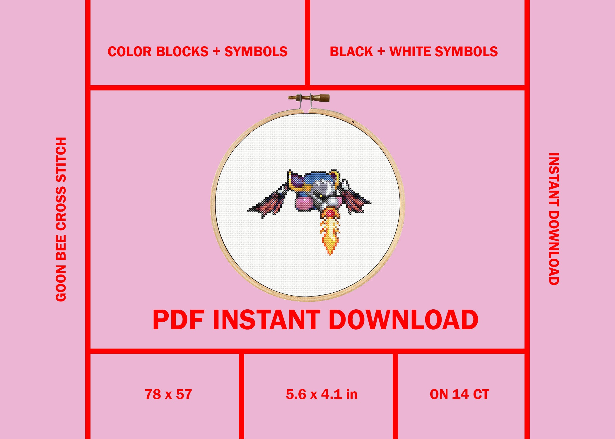 Meta Knight Kirby Cross Stitch Pattern PDF Instant Download - Etsy