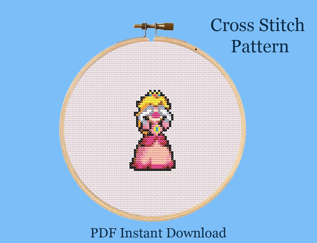 Crying Peach Princess Peach Cross Stitch Pattern PDF Instant Download ...