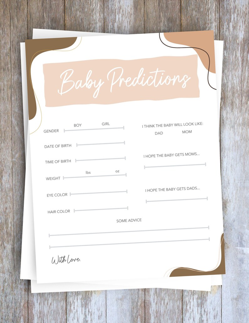 Printable Baby Shower Prediction Sheet - Etsy