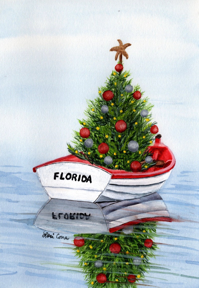 Florida Boat Christmas Cards - Etsy