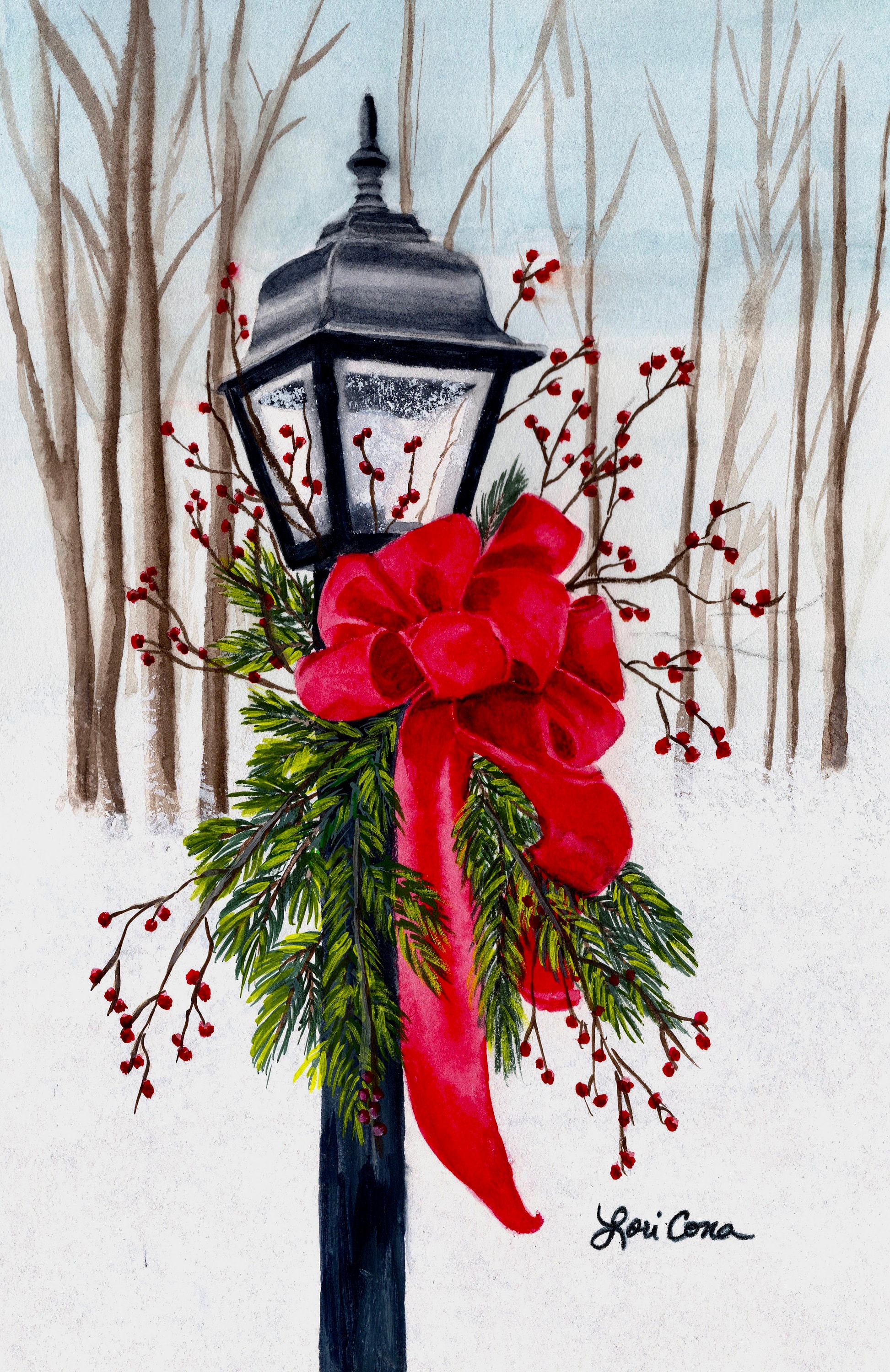 Lamppost Christmas Cards - Etsy