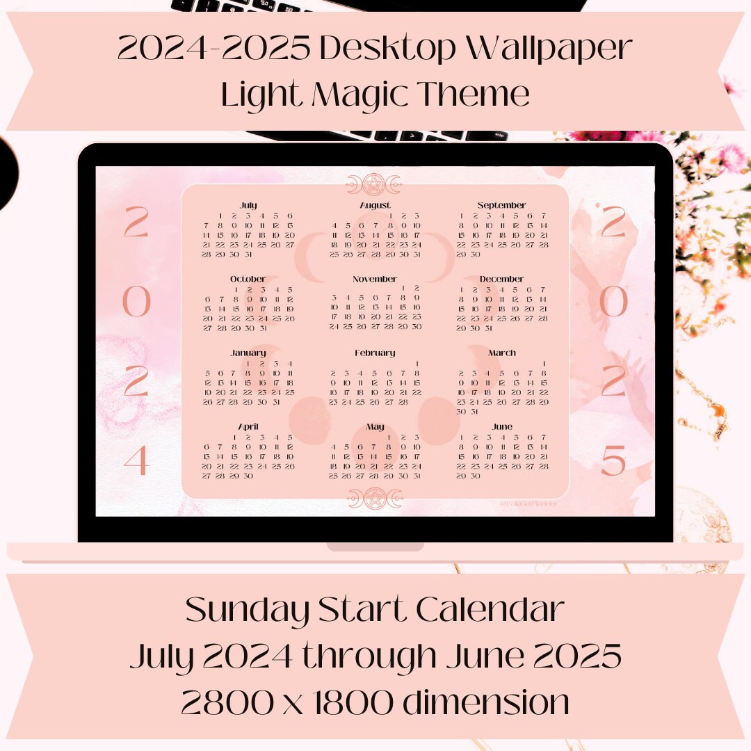 Desktop Wallpaper - 2024-2025 Calendar, Light Magic Theme - Etsy
