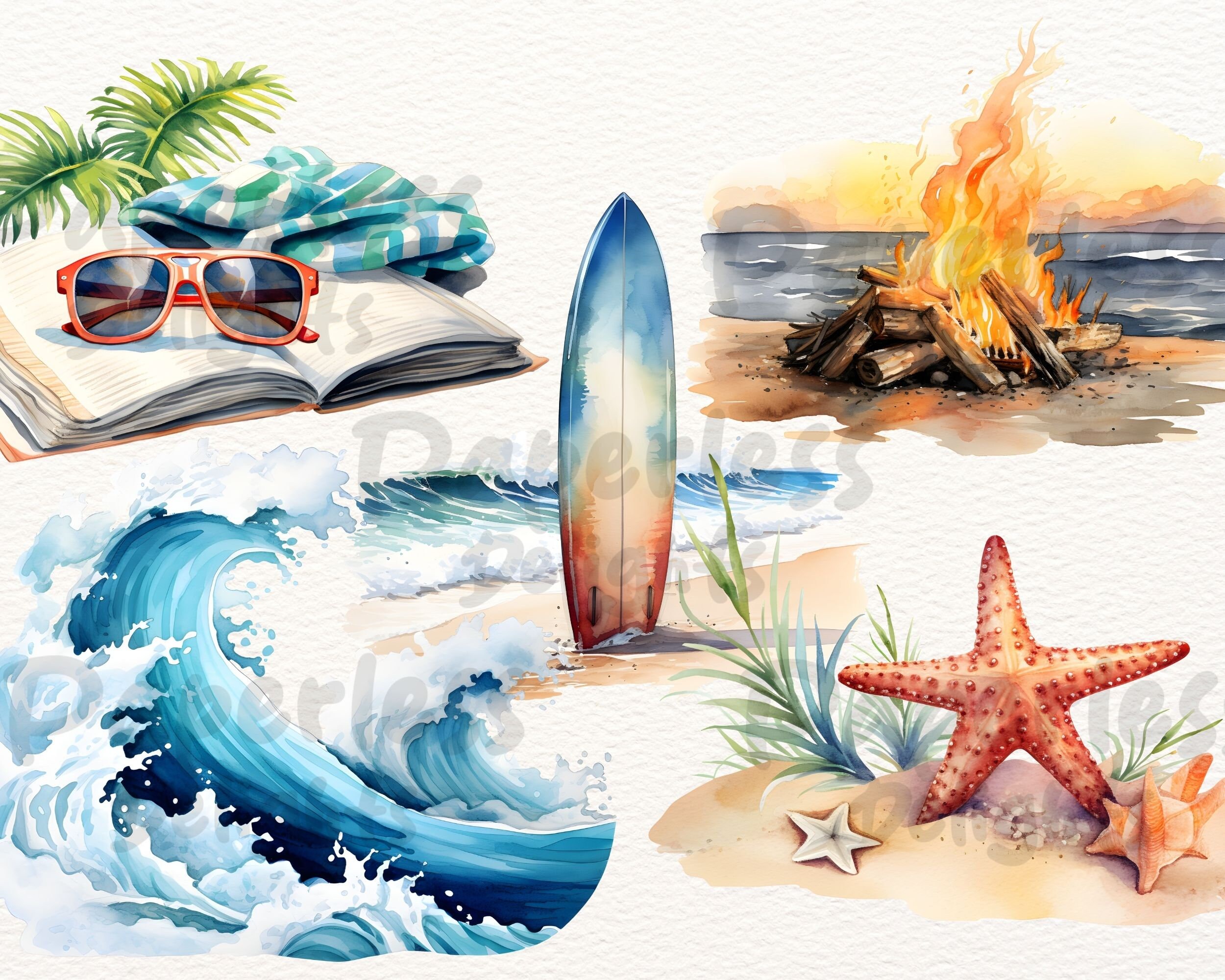 Summer Clipart Bundle | Watercolor, Summer, Animals, Ice-cream ...
