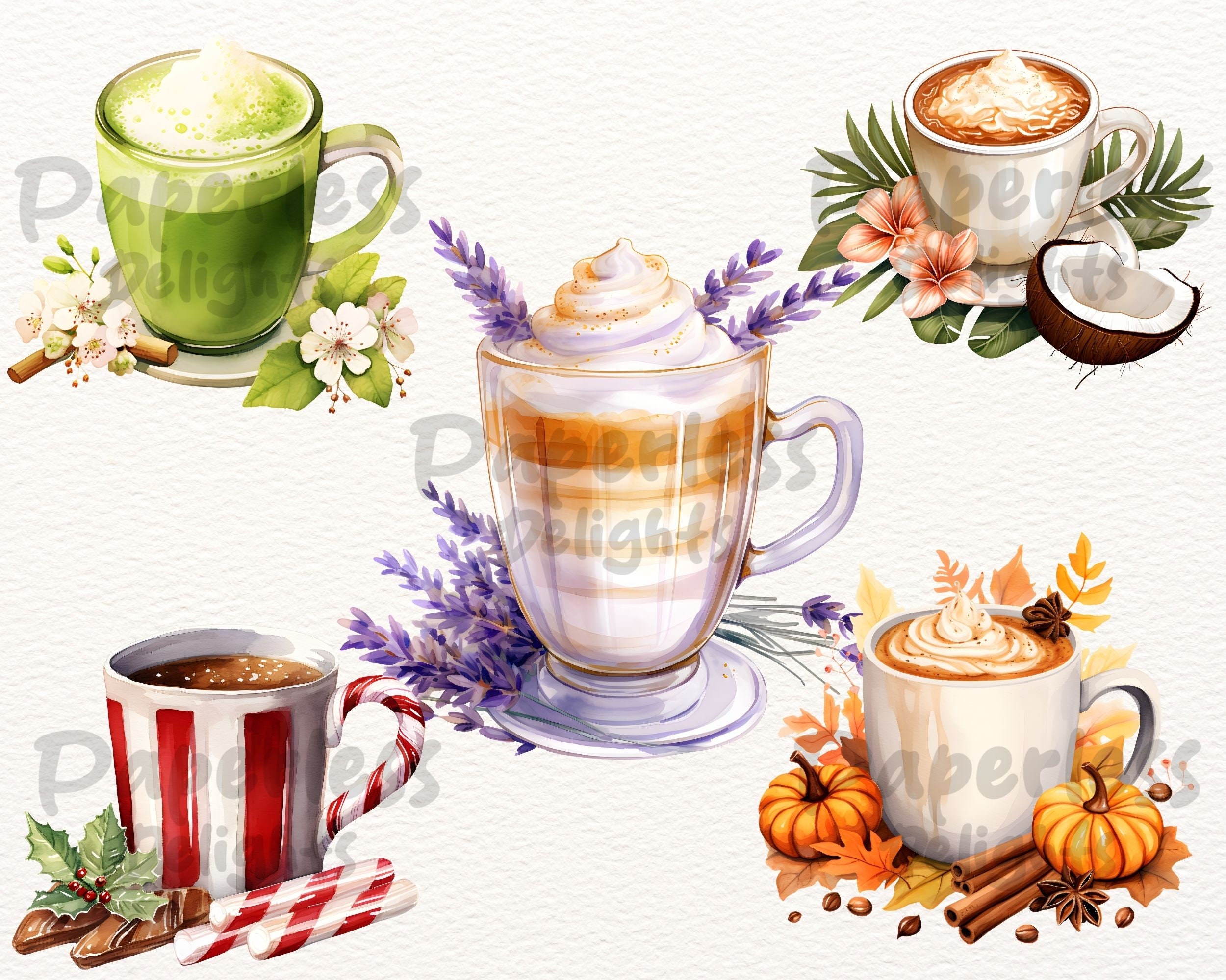 Coffee Clipart Bundle Watercolor Coffee Coffeebeans - Etsy