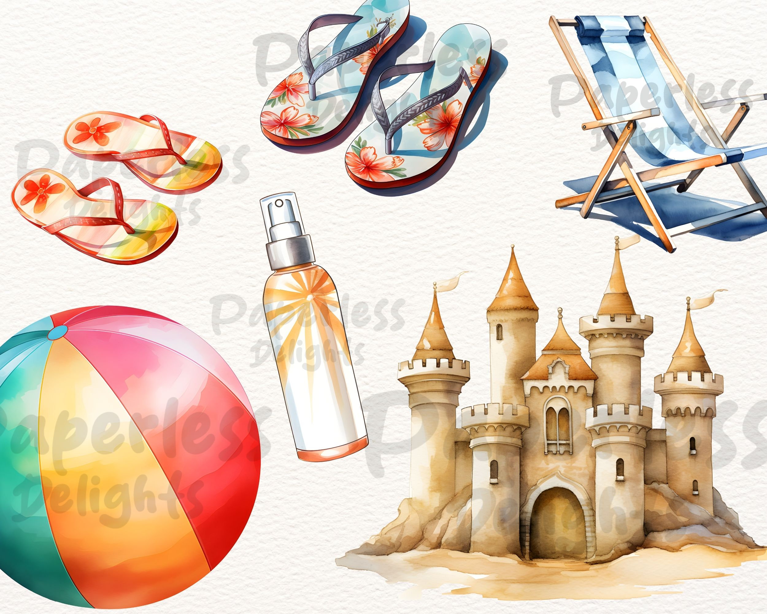Summer Clipart Bundle | Watercolor, Summer, Animals, Ice-cream ...