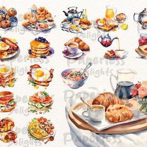 Breakfast Clipart Bundle | Breakfast Clipart Collection | Watercolour ...