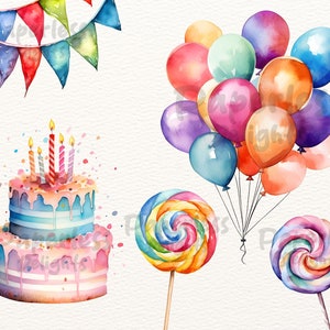 Birthday Clipart Bundle | Watercolor, Birthday, Balloons, Gift Box ...