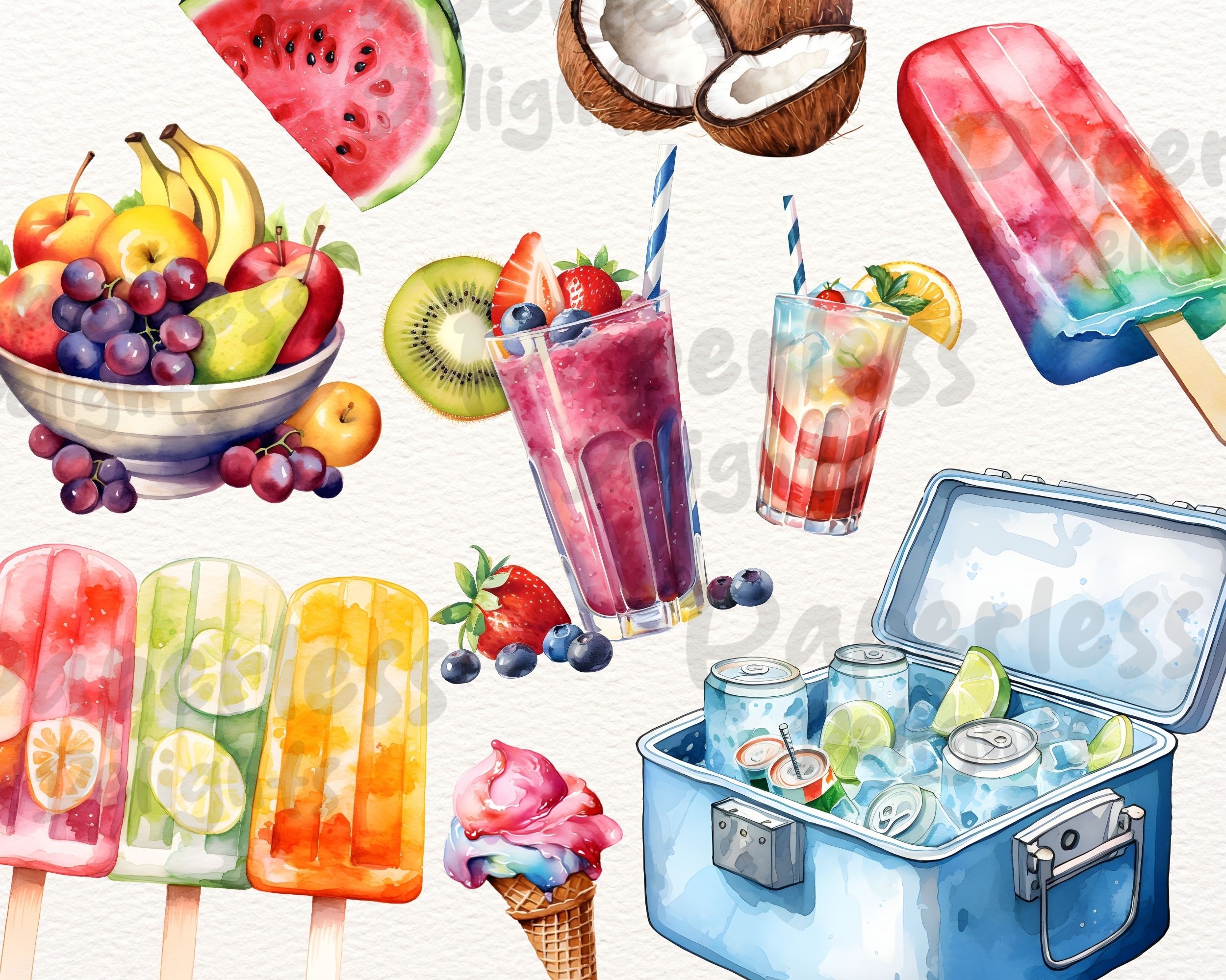 Summer Clipart Bundle | Watercolor, Summer, Animals, Ice-cream ...