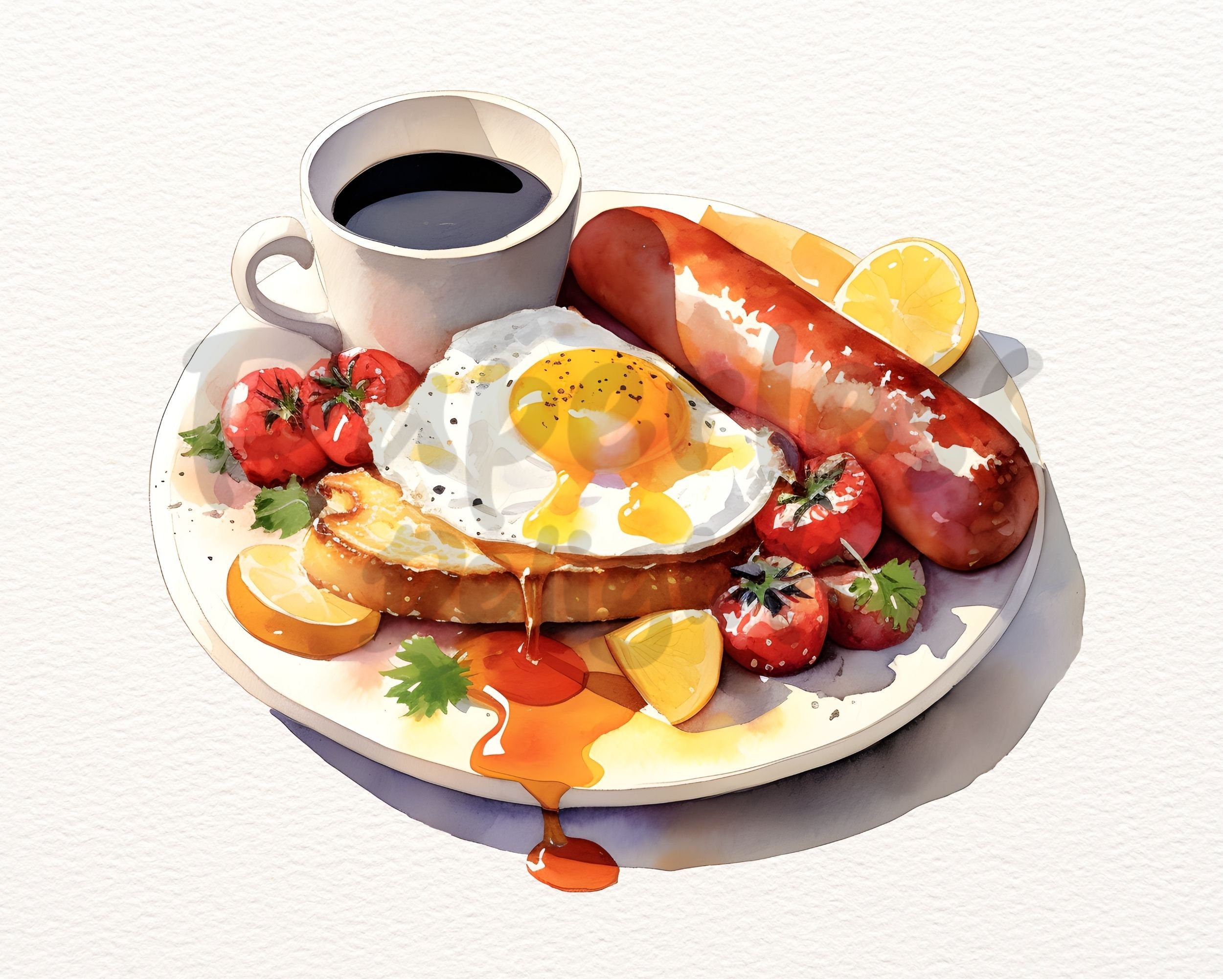 Breakfast Clipart Bundle | Breakfast Clipart Collection | Watercolour ...