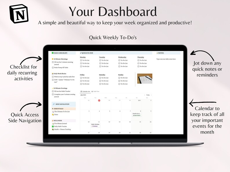 Buy 2023 Notion Dashboard Notion Templates Notion Life Planner Online 