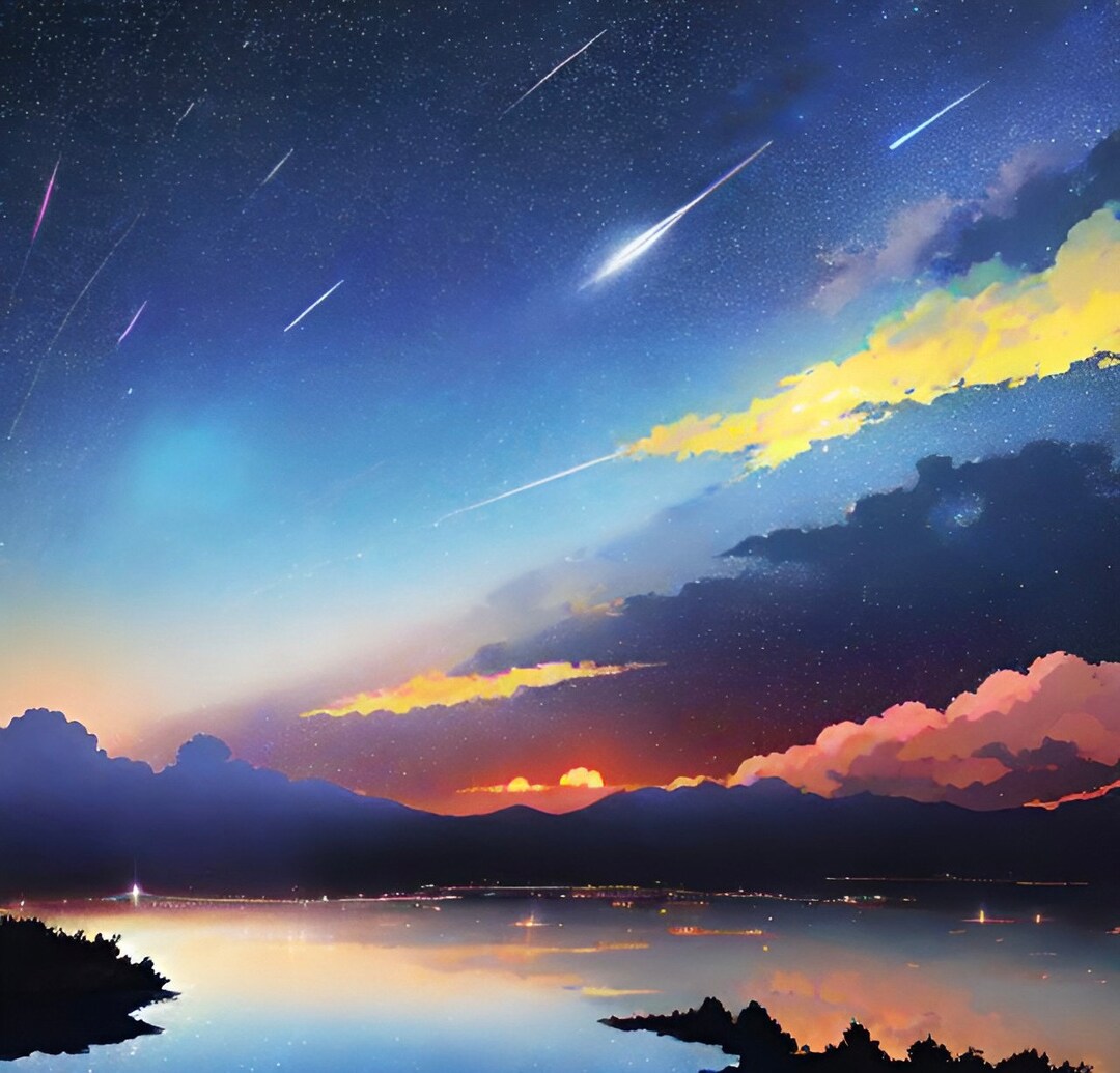Anime Style Midenight Meteor Shower - Etsy