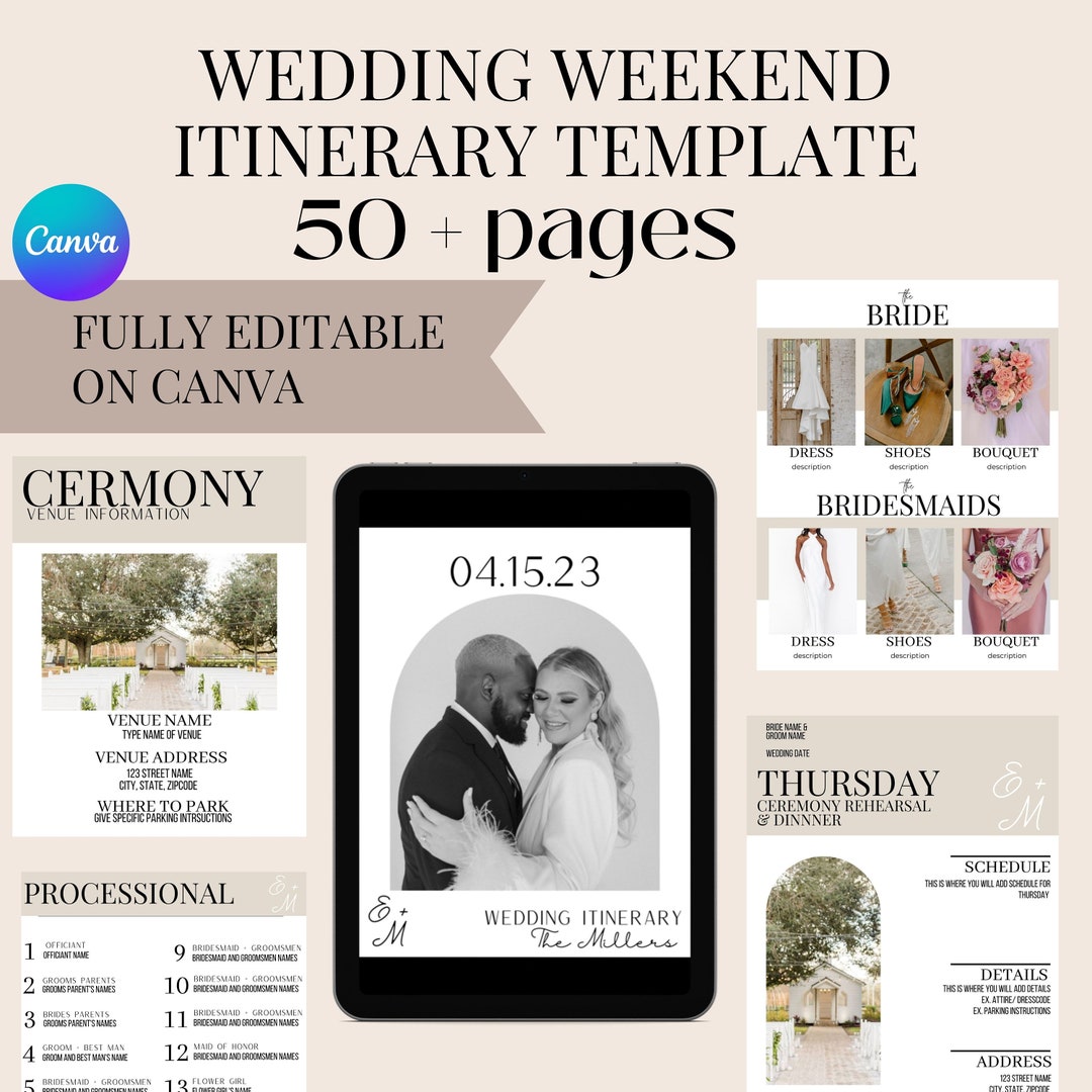 50+ Pages Digital Wedding Day Itinerary Binder Template | Edit on Canva ...