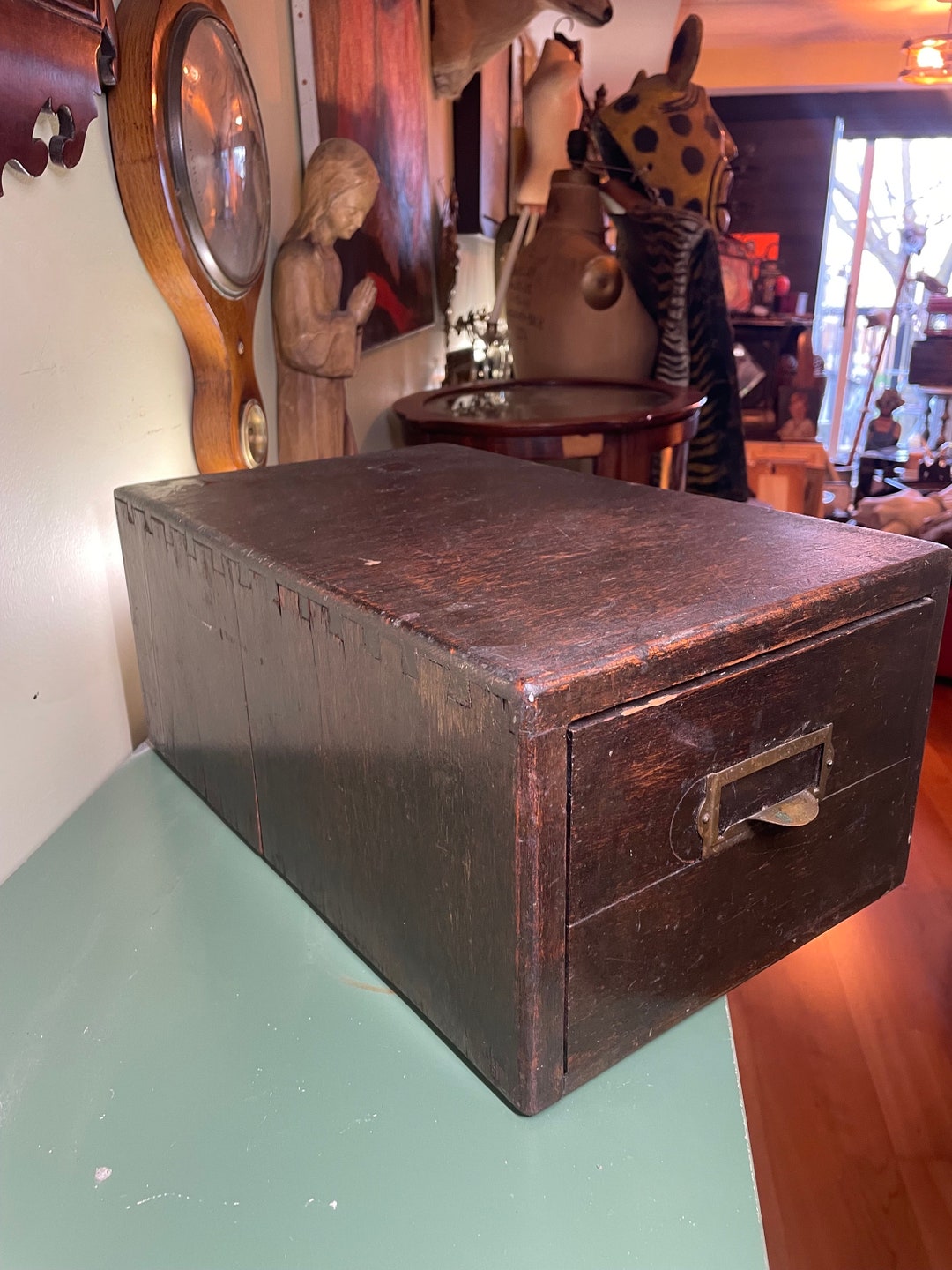 Antique Oak Card Cabinet - Etsy