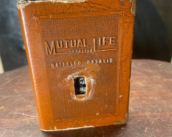 Vintage Bank Advertising Book Coin Bank in Original Box and Key ...