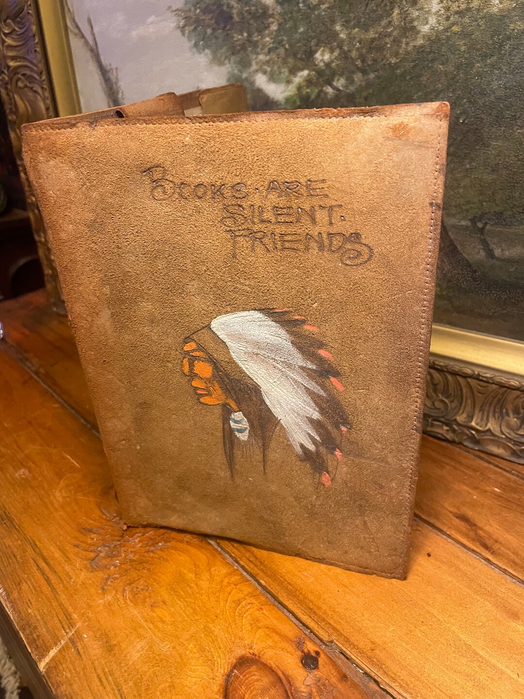 Antique Leather Book Cover With Native Motif - Etsy