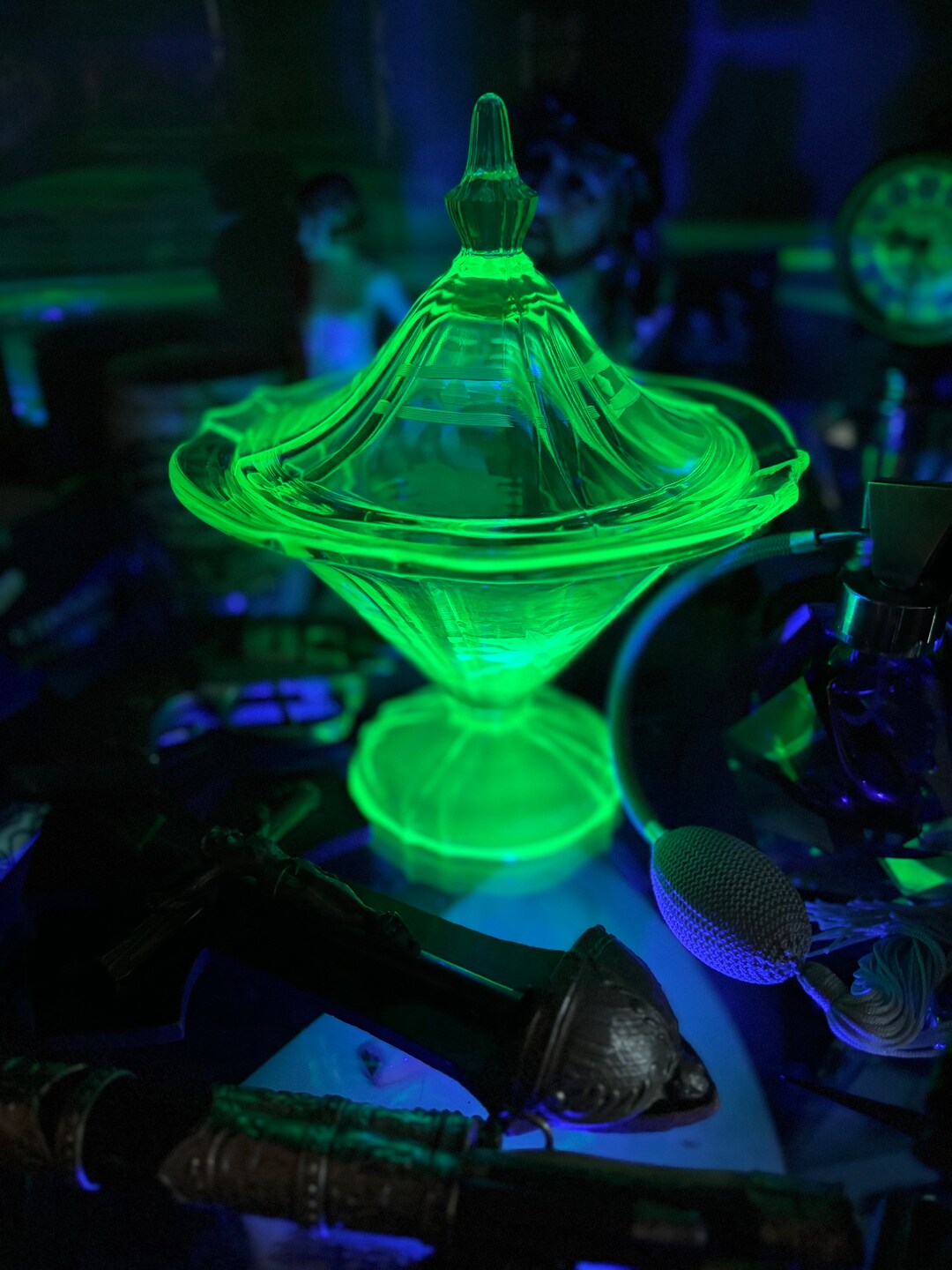 Mid Century Uranium Glass Candy Dish - Etsy