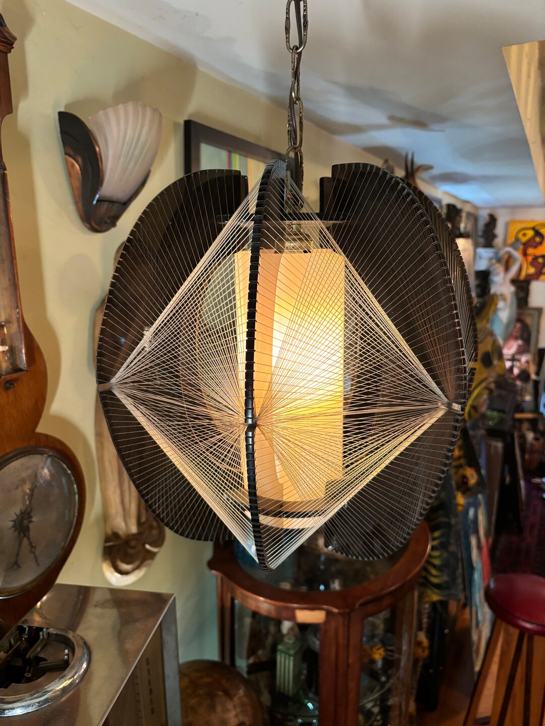 1970s String Art Plug in Hanging Swag Lamp - Etsy