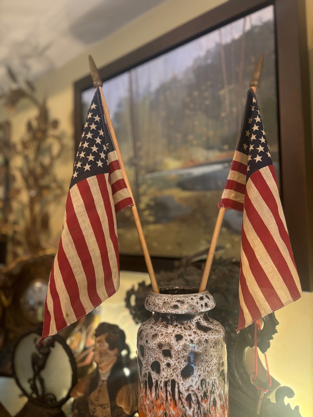 2 Vintage American Parade Flags - Etsy