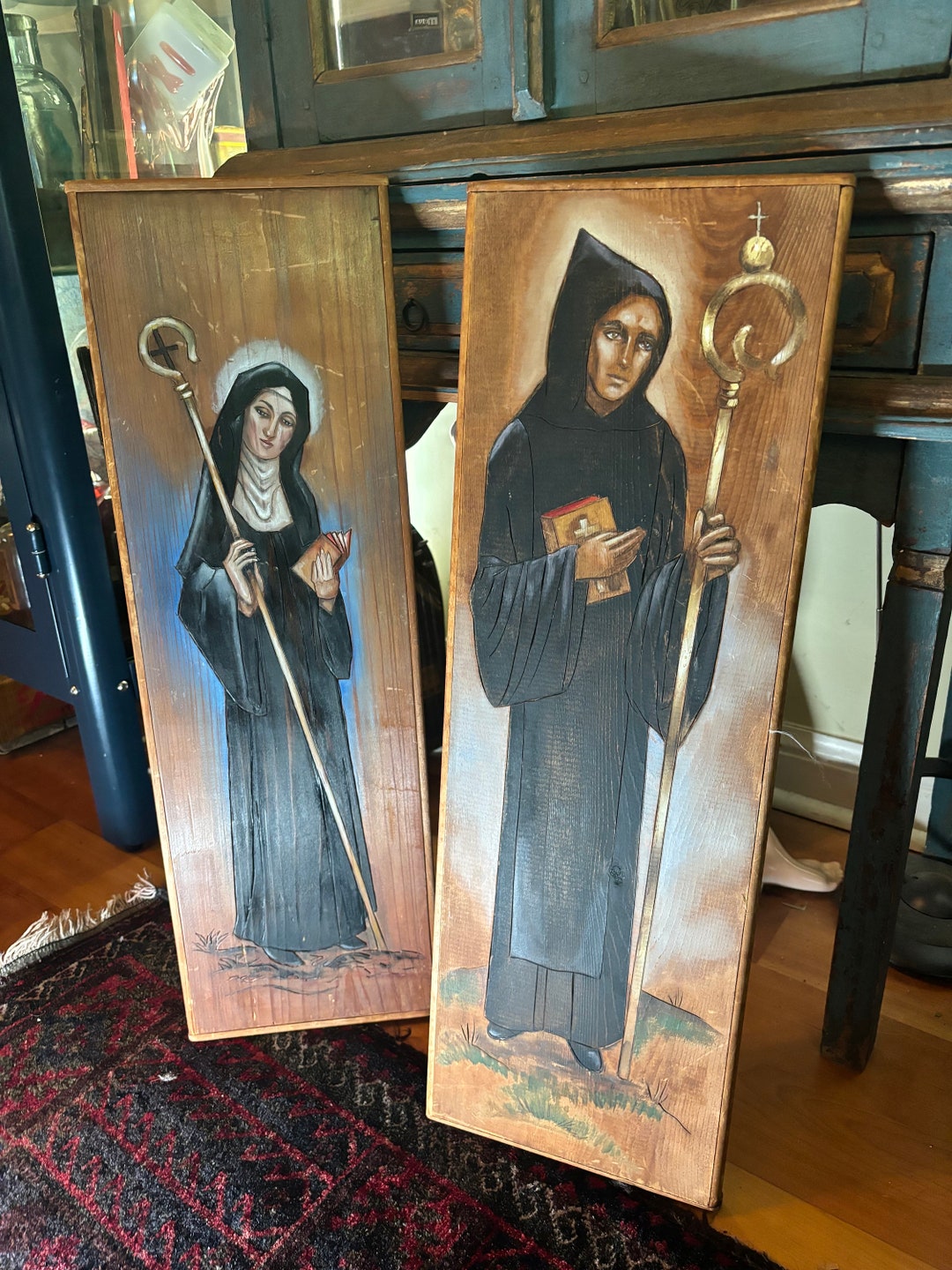 Two Vintage Hand Painted Religious Wall Decor Panels - Etsy