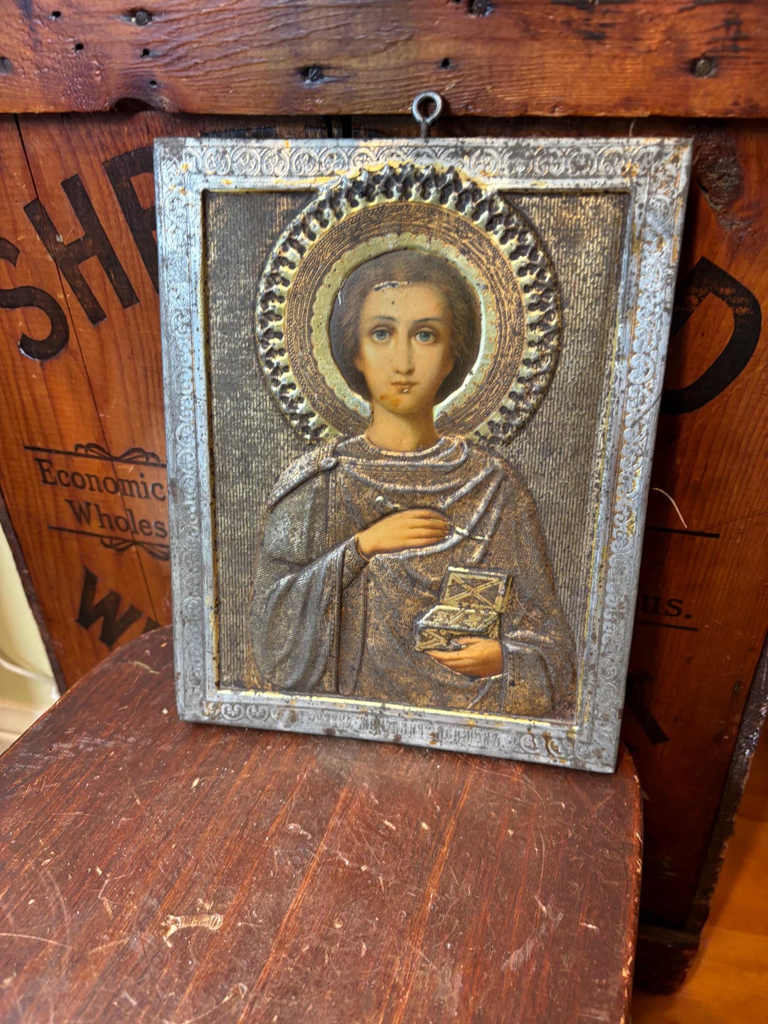 19th Century Tin/wood Lithograph Icon - Etsy