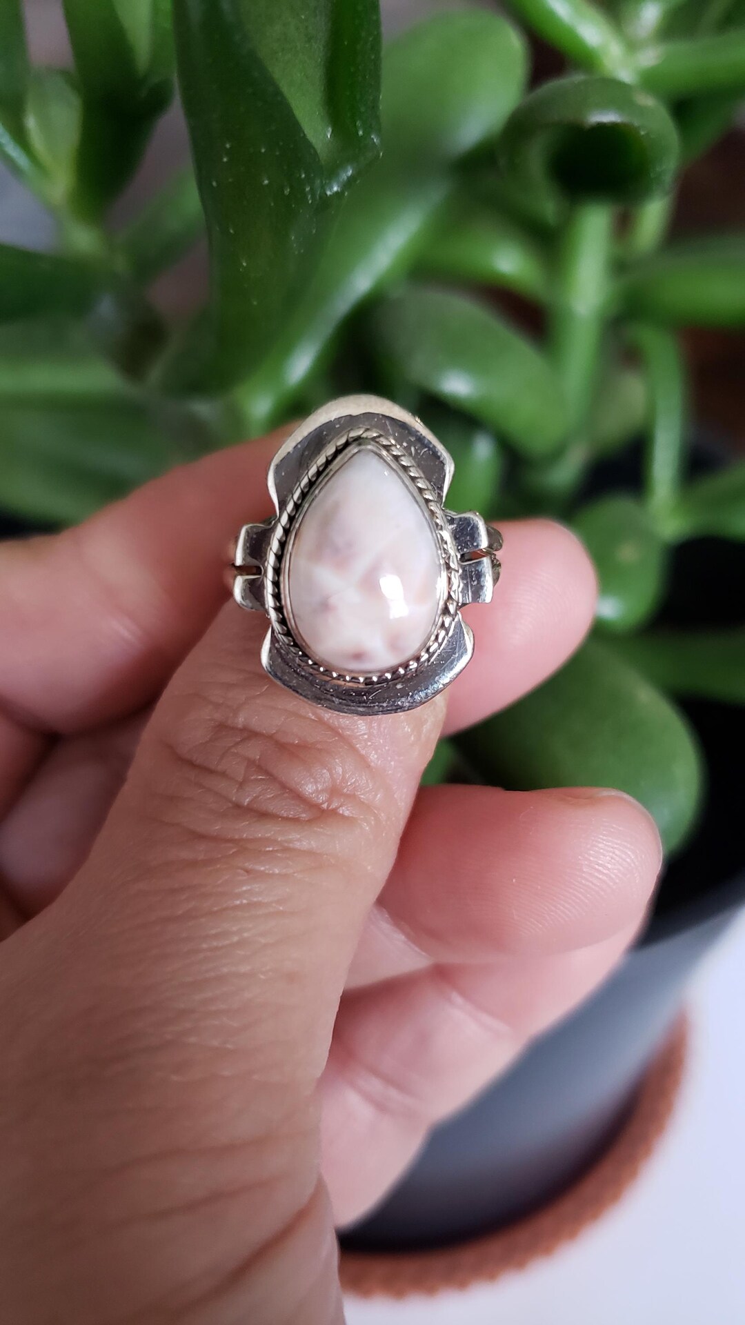 Pink Larimar Tear Drop Shape Sterling Silver Ring R-115 - Etsy