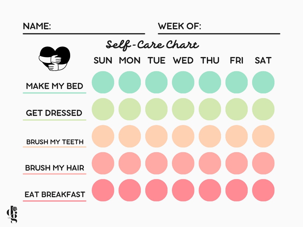 Minimalist & Colorful Children's Chore Chart Bonus Self-care Chart ...