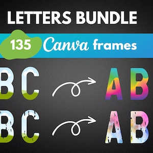 Letters Canva Frames Template Bundle Canva Frame Font With Editable ...
