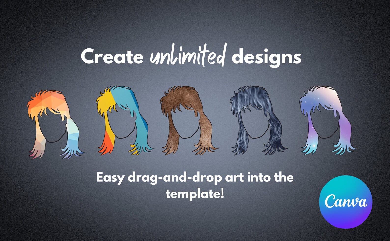Mullet Hair Canva Frames Template | Drag and Drop Photo PNG ...