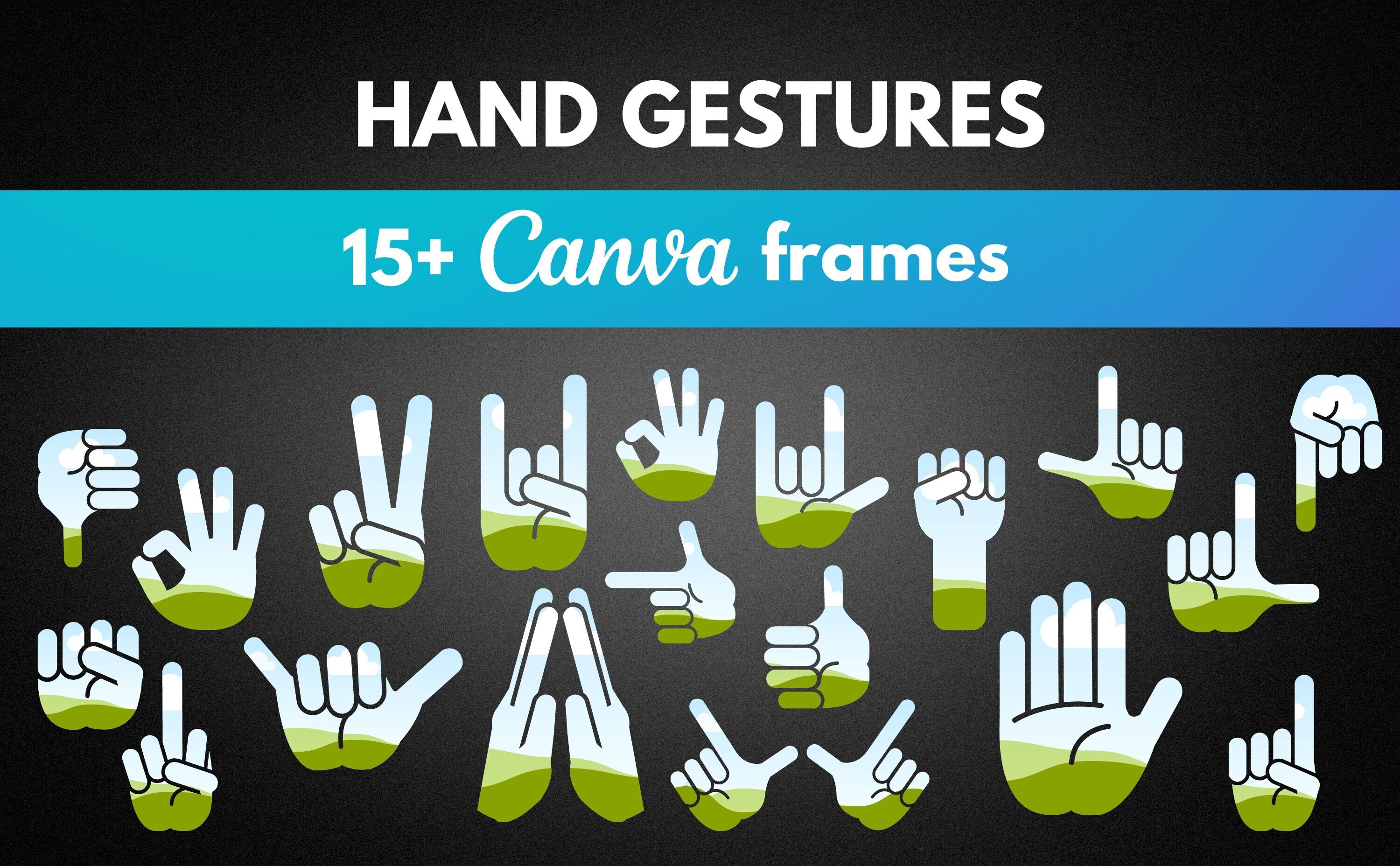 Hand Gestures Canva Frames Template | Drag and Drop Photo PNG ...