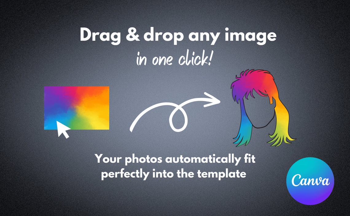 Mullet Hair Canva Frames Template | Drag and Drop Photo PNG ...