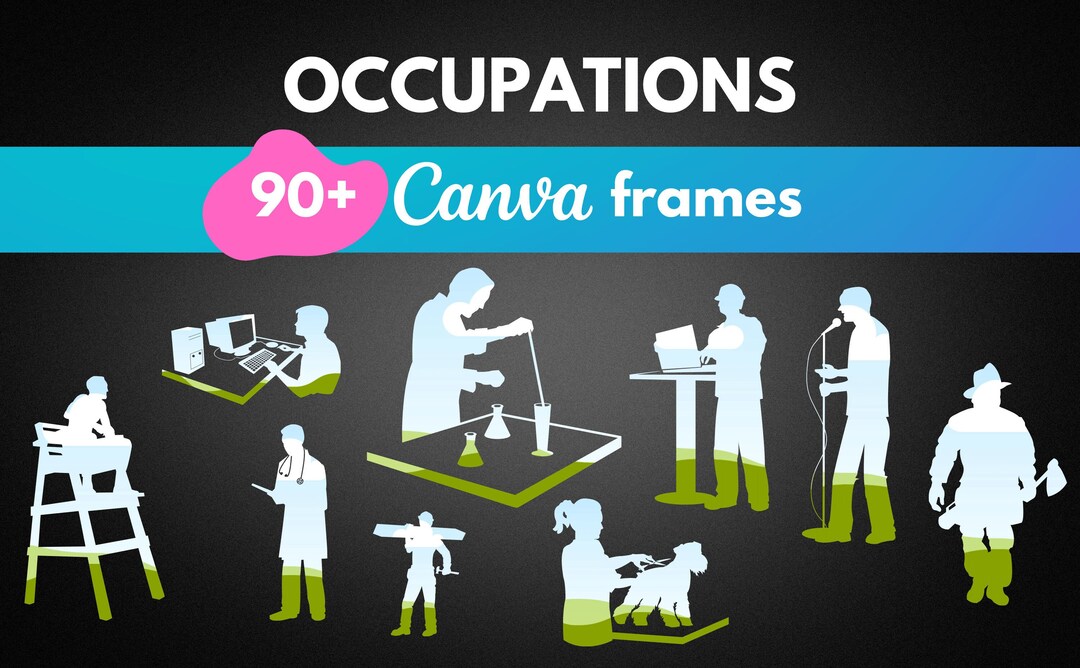 Occupations Canva Frames Template Bundle Drag and Drop Photo PNG ...