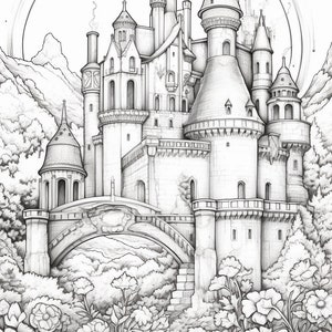 150+ Adult and Teen Coloring Pages: Enchanted Castles and Cottages ...