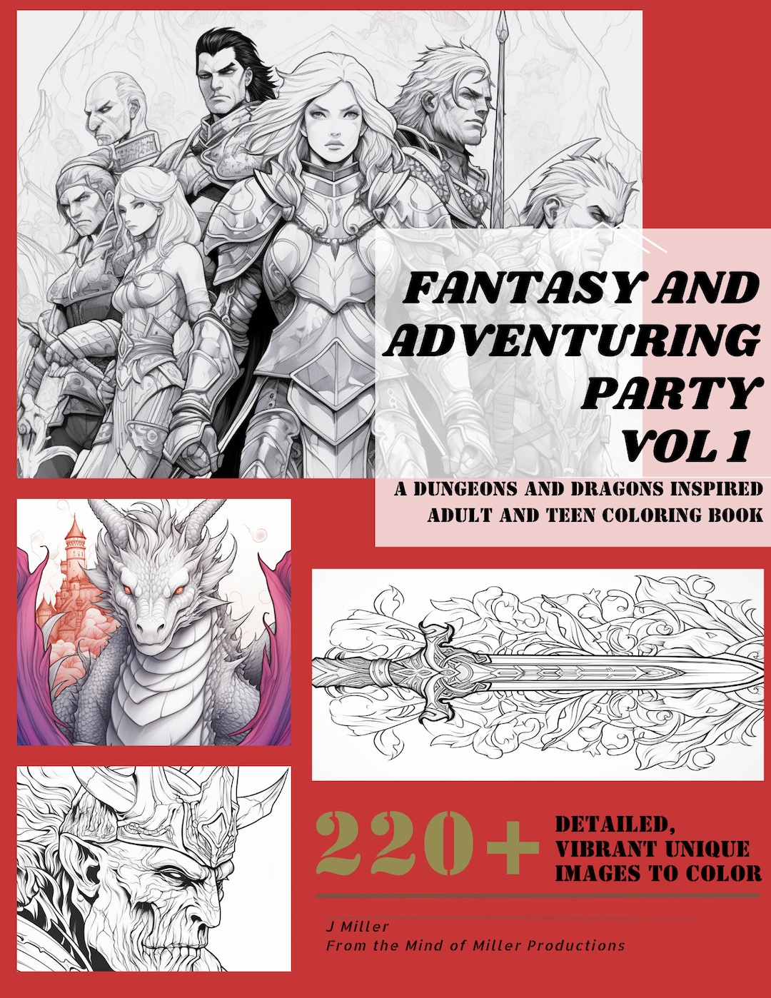 220+ Adult and Teen Coloring Pages: Fantasy Adventuring Party Vol 1 - Etsy