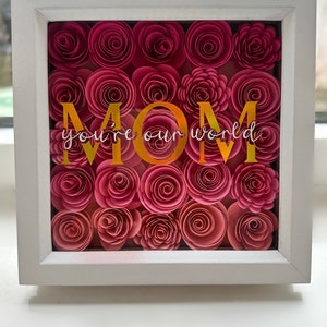 Mothers Day Paper Rose Shadow Box Frame Size 25cm X 25cm Gift Mothers ...