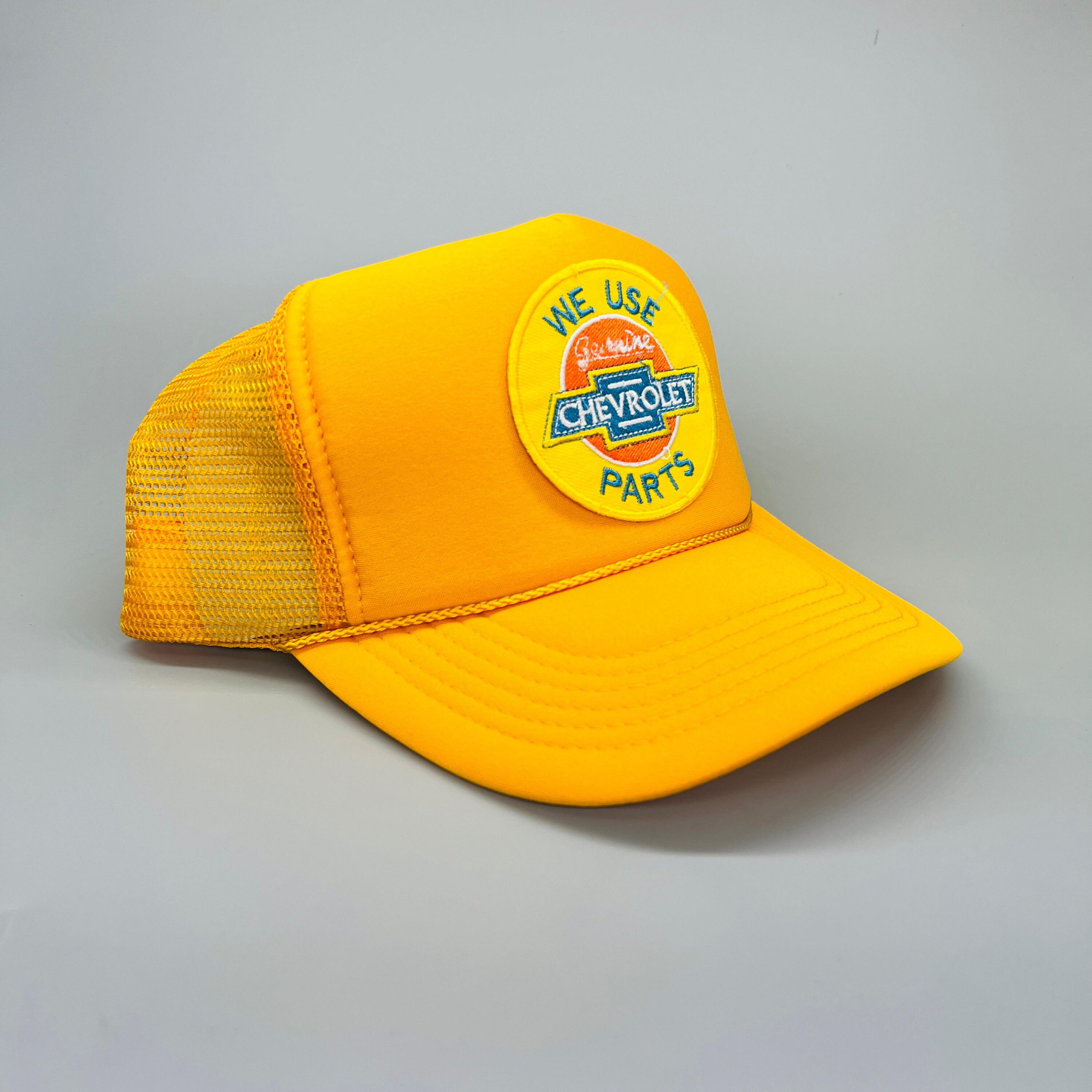 New Chevy Gold Yellow Trucker Cap Hat High Crown Adjustable Snapback ...