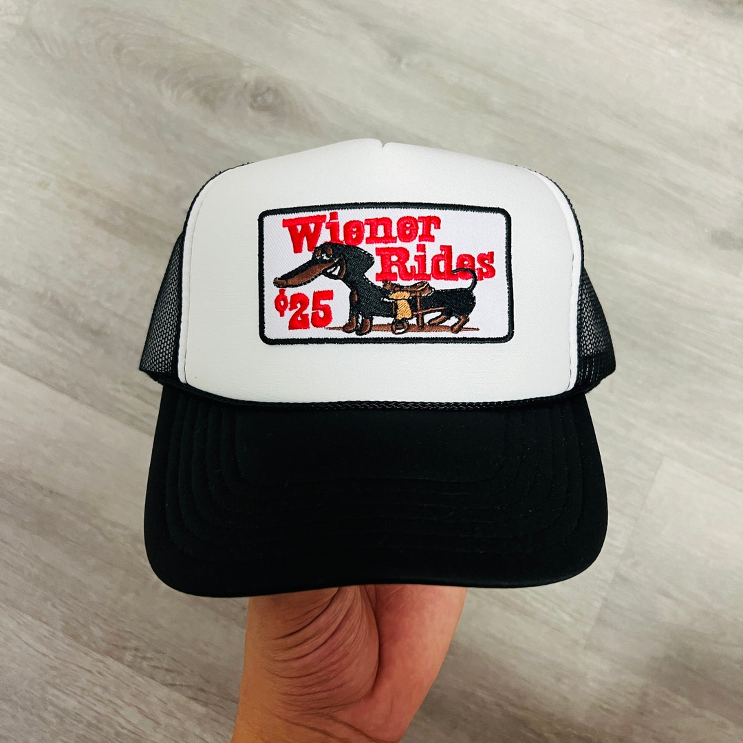 New Wiener Rides Funny Black White Trucker Cap Hat High Crown - Etsy