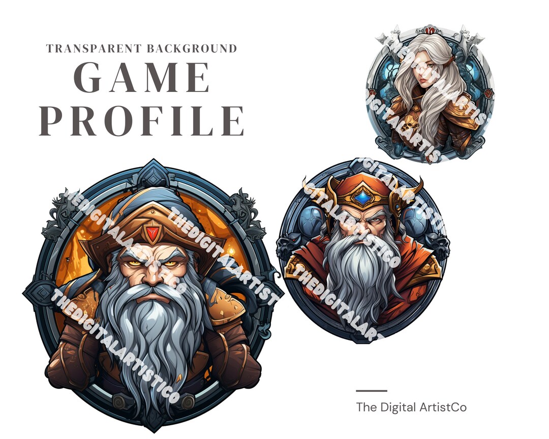 Profile Avatars Human Dwarf Commercial Use PNG Fantasy - Etsy