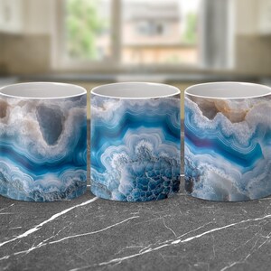 Printable Ocean Blue Agate Ceramic Mug - Coastal Modern Geode Decor ...