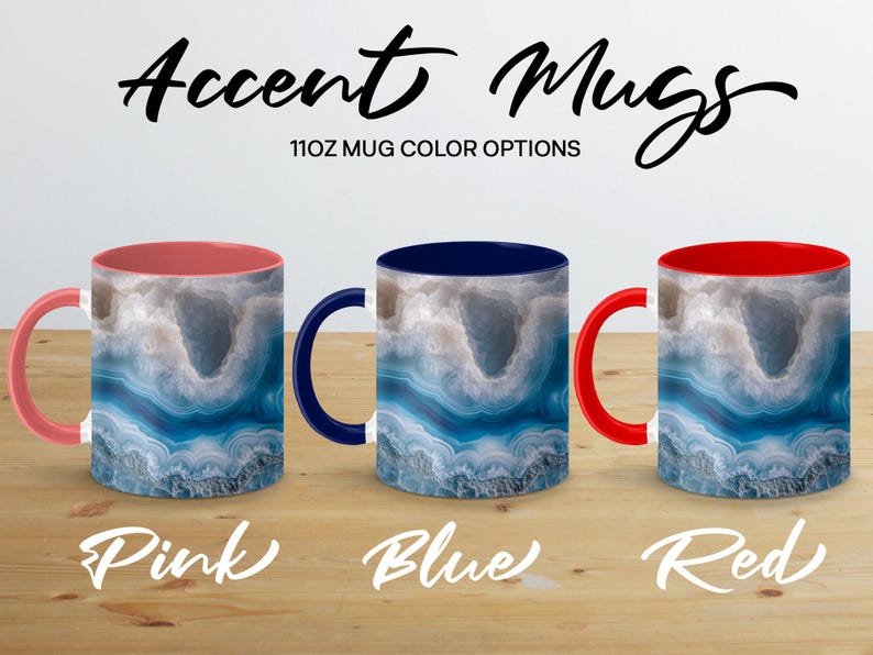 Agate-inspired Wraparound Mug, Elegant Blue Ceramic Coffee Cup, 11oz ...