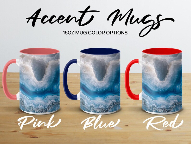 Agate-inspired Wraparound Mug, Elegant Blue Ceramic Coffee Cup, 11oz ...