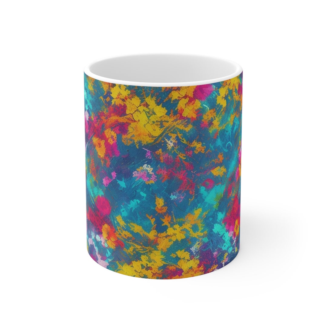 Vibrant Expression Canvas Mug, Artistic Coffee Cup, Unique Gift ...
