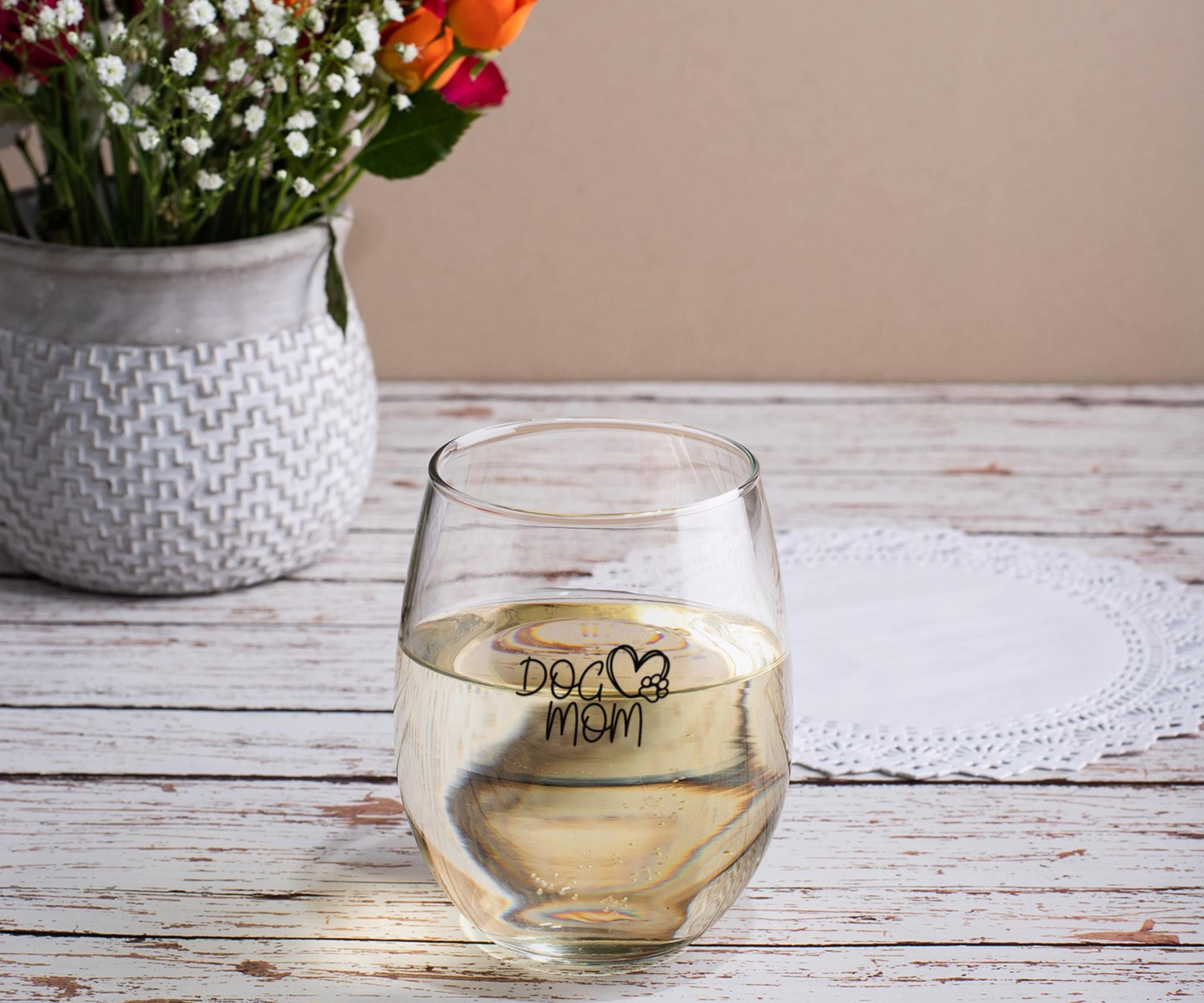 Classy Dog Mom Stemless Wine Glass Dainty Design for Dog - Etsy