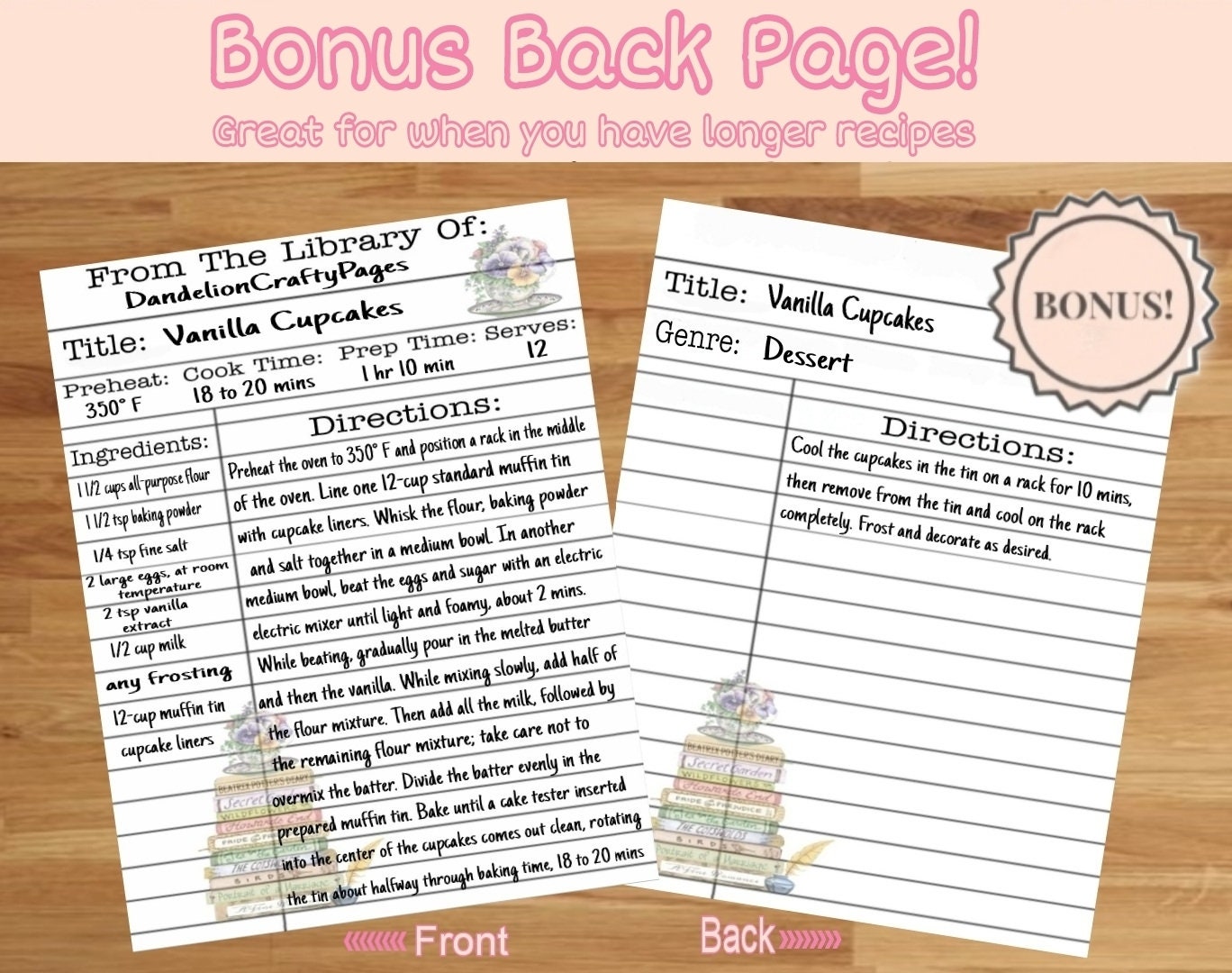 Printable Recipe Library Card Template - Etsy