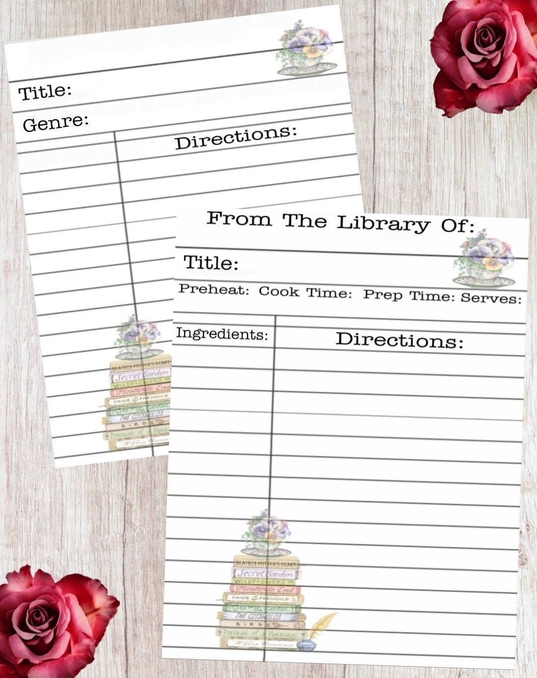 Printable Recipe Library Card Template - Etsy