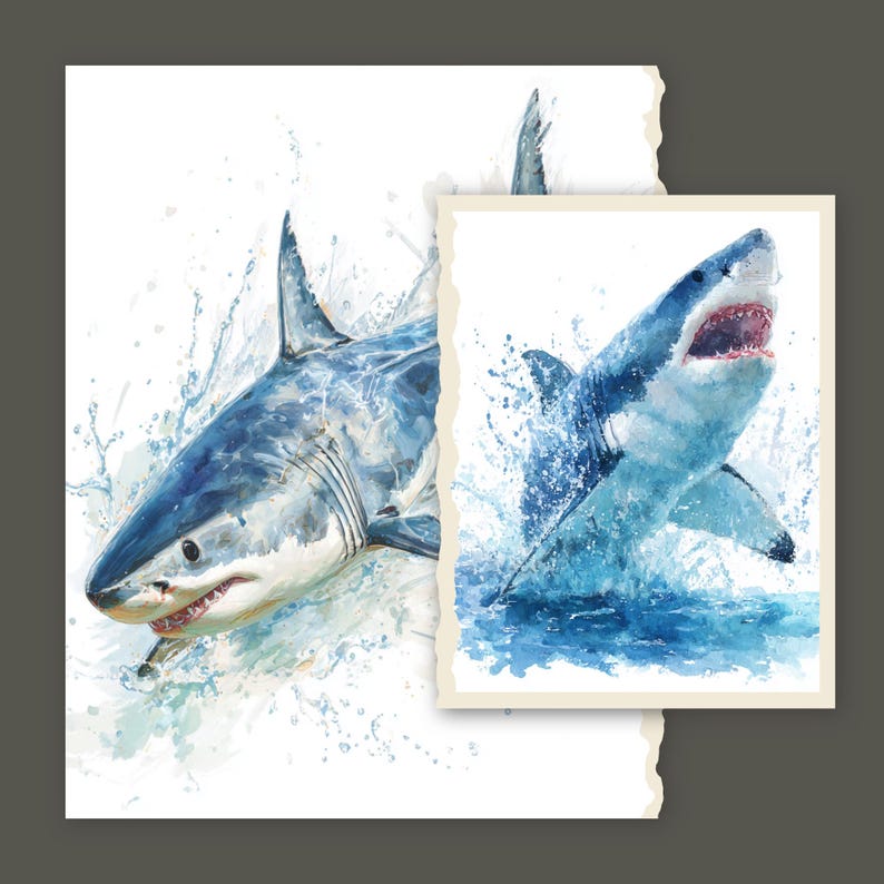 100+ Watercolor Shark Clipart | Ocean Animals PNG | Transparent ...