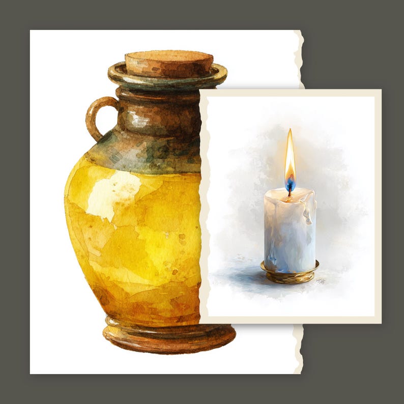 Watercolor Hanukkah Clipart: Menorah, Dreidel, Latkes (240 PNG ...