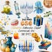 Hanukkah Clipart, Jewish Clipart PNG, Hanukkah Gifts, Menorah, Dreidels ...