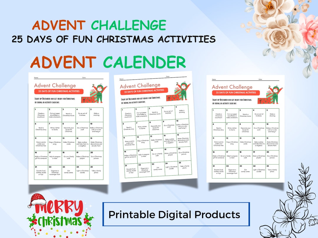 Mindful Holiday Advent, Printable Countdown, Festive Art, Kids Activity ...