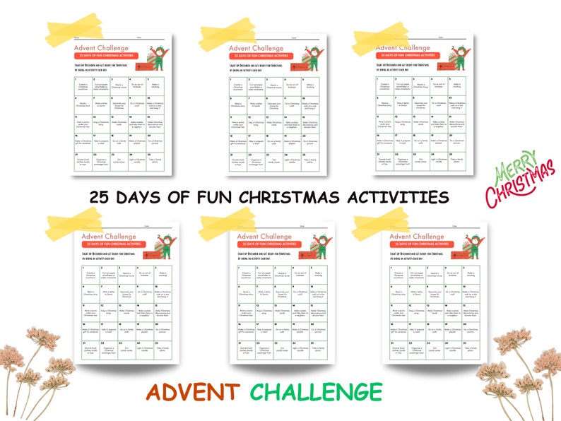 Mindful Holiday Advent, Printable Countdown, Festive Art, Kids Activity ...