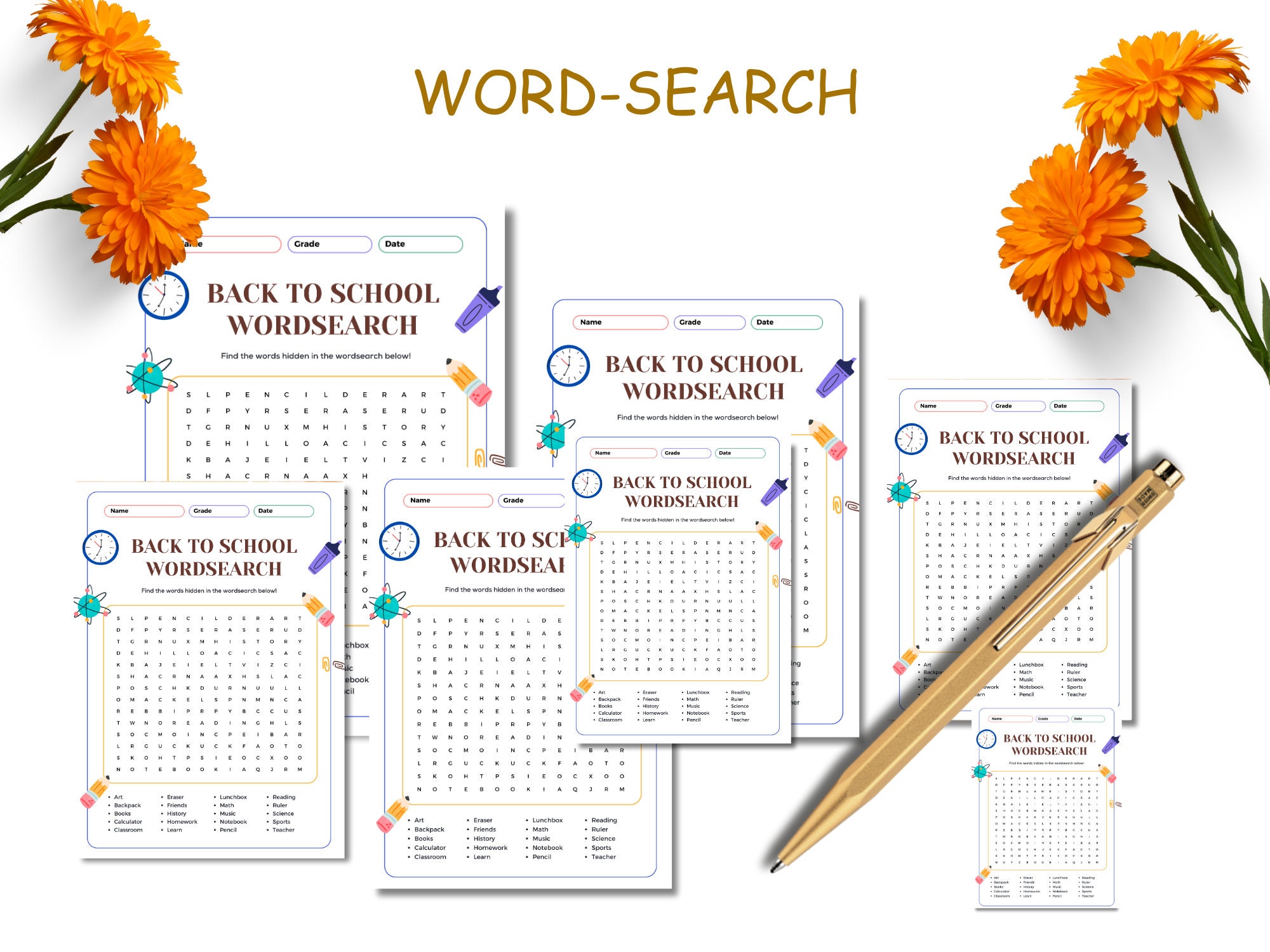 Back to School Wordsearch, Educational Puzzle, Kids Word Search ...